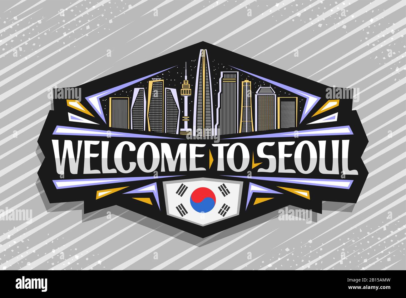 Vector logo for Seoul, black decorative sign board with line ...