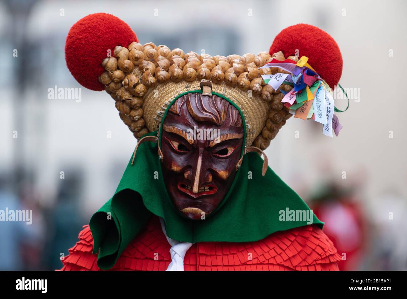 Elzach, Germany. 23rd Feb, 2020. A fool of the Elzacher Schuttig walks ...