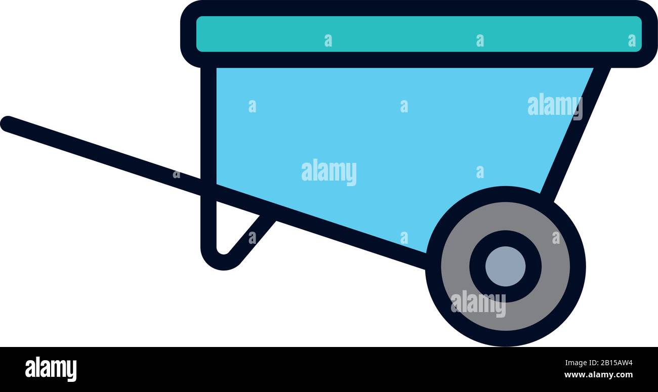wheelbarrow tool line fill style icon design, agronomy farm lifestyle ...