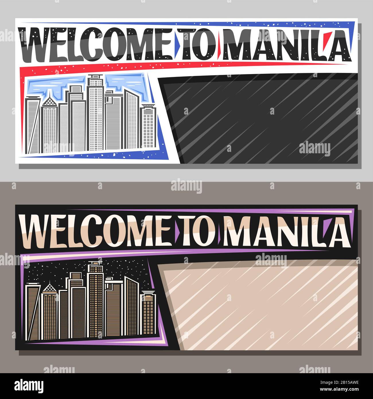 Vector layouts for Manila with copy space, voucher with outline ...