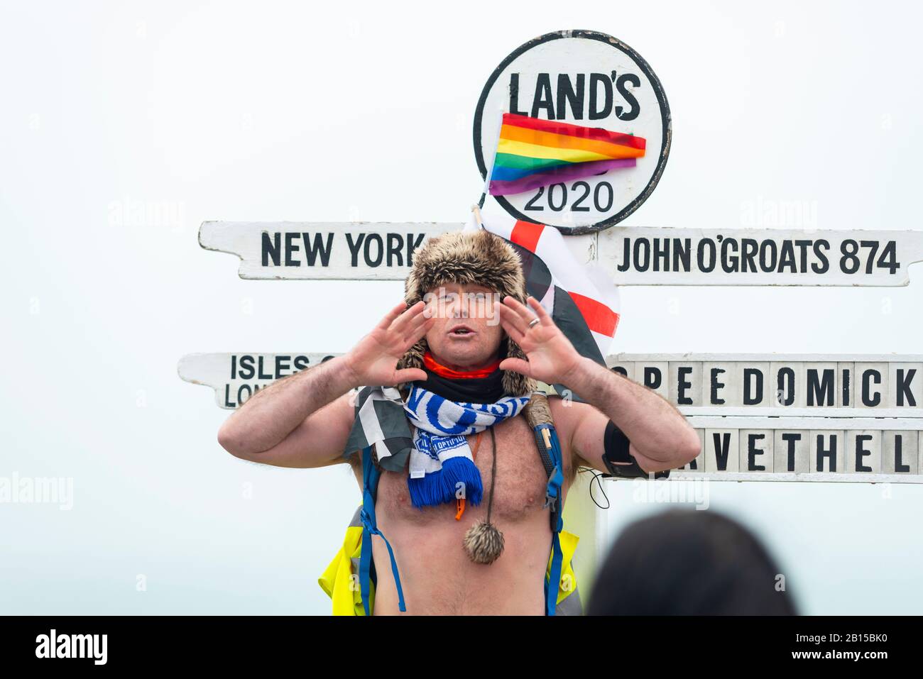 Speedo Mick/Micheal Cullen, Lands End, Cornwall, UK. 22/02/2020. At the ...