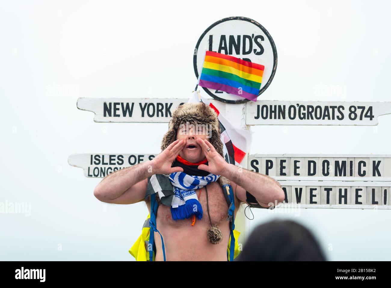 Speedo Mick/Micheal Cullen, Lands End, Cornwall, UK. 22/02/2020. At the ...