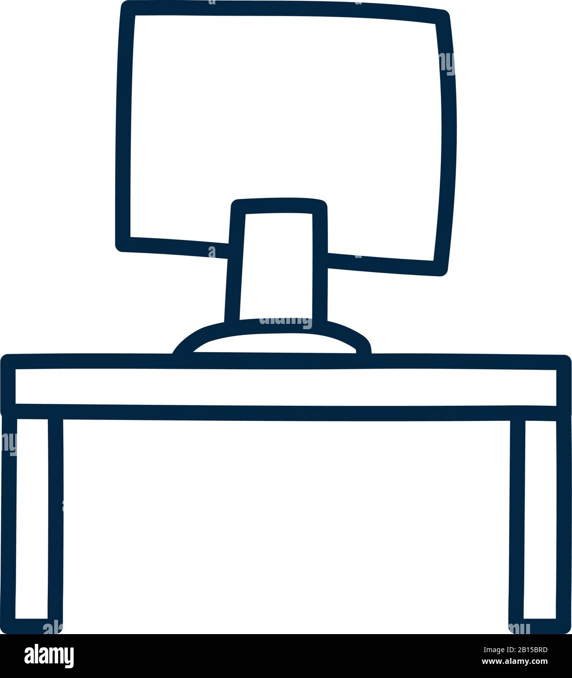 computer over table doodle line style icon design, Ornament sketch art ...