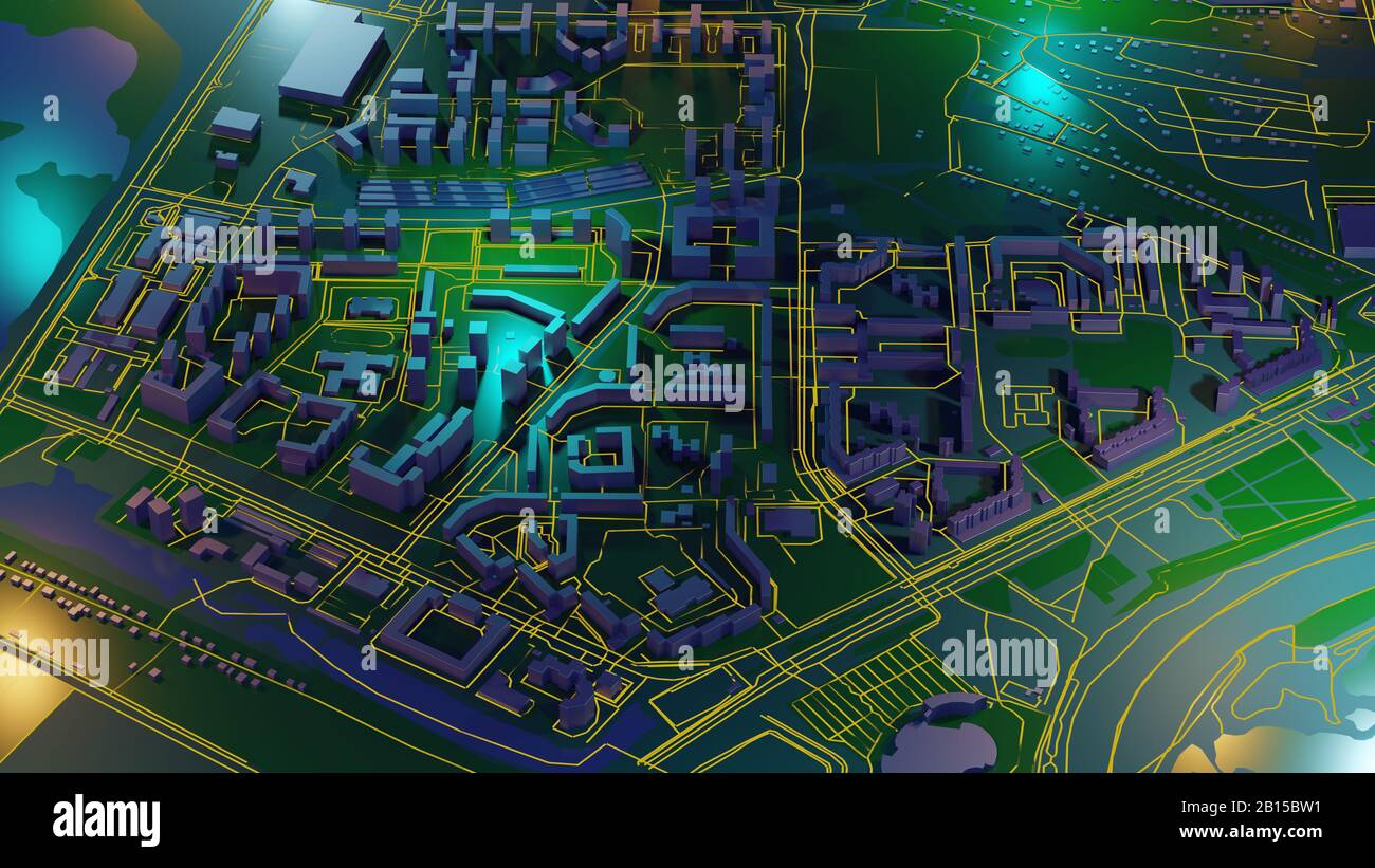 3D image render, Aerial view of cityscape background. 3d rendering ...