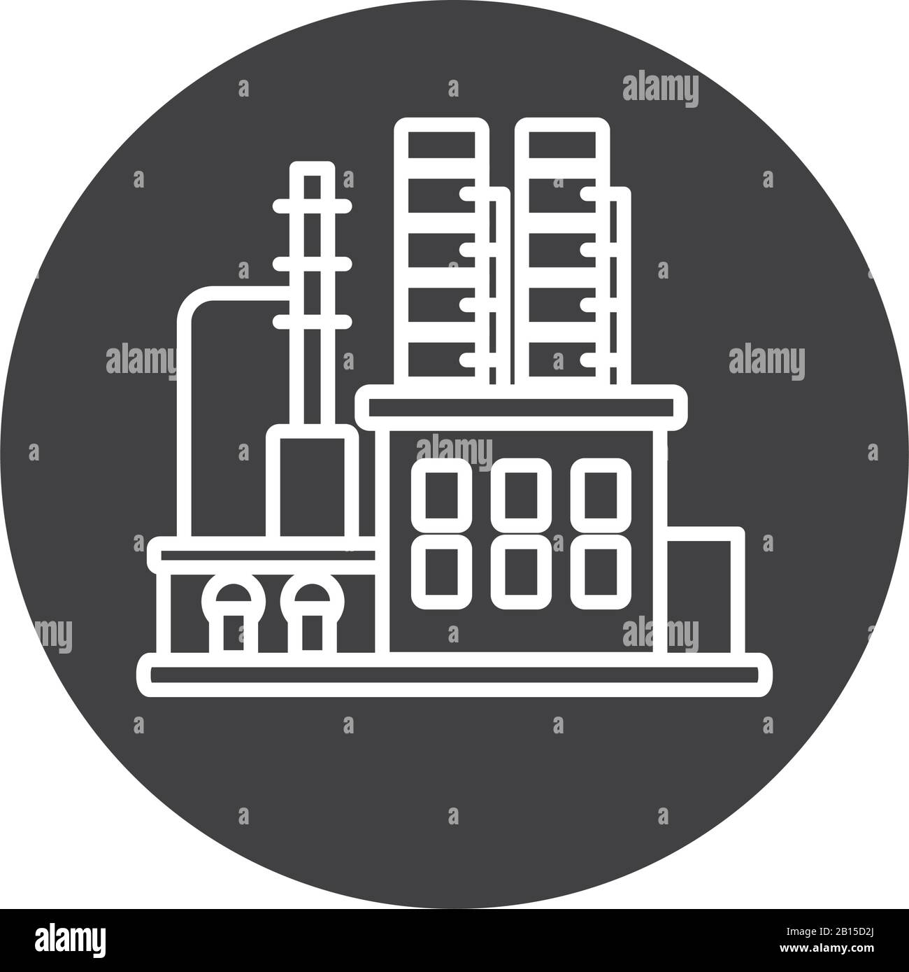 factory line block style icon design, Industry plant building ...