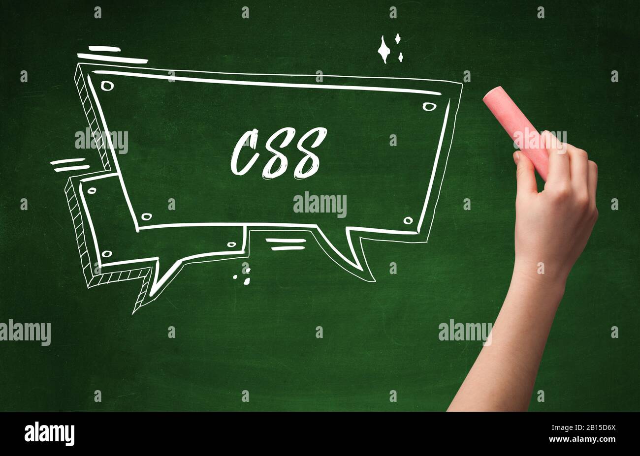 Hand Drawing Css Abbreviation With White Chalk On Blackboard Stock