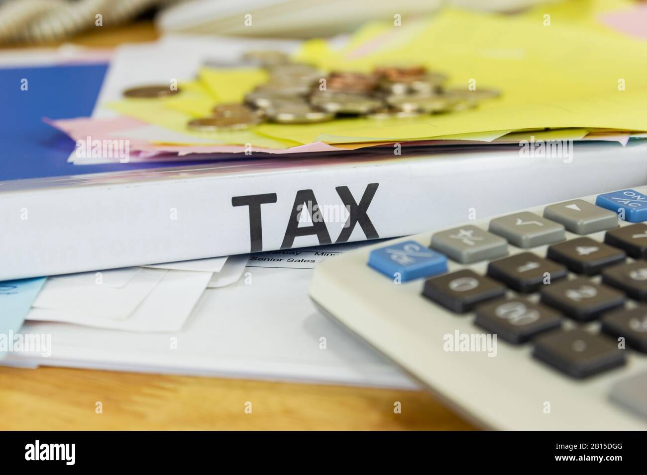 Folder Tax documents and paper files concept Annual tax payment Stock ...