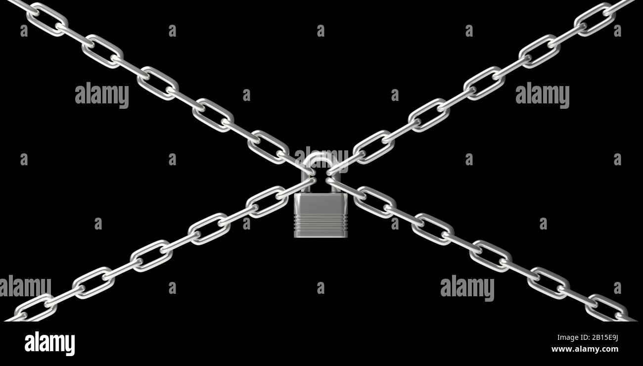 Privacy, access forbidden, boundary concept. Padlock locking four ...