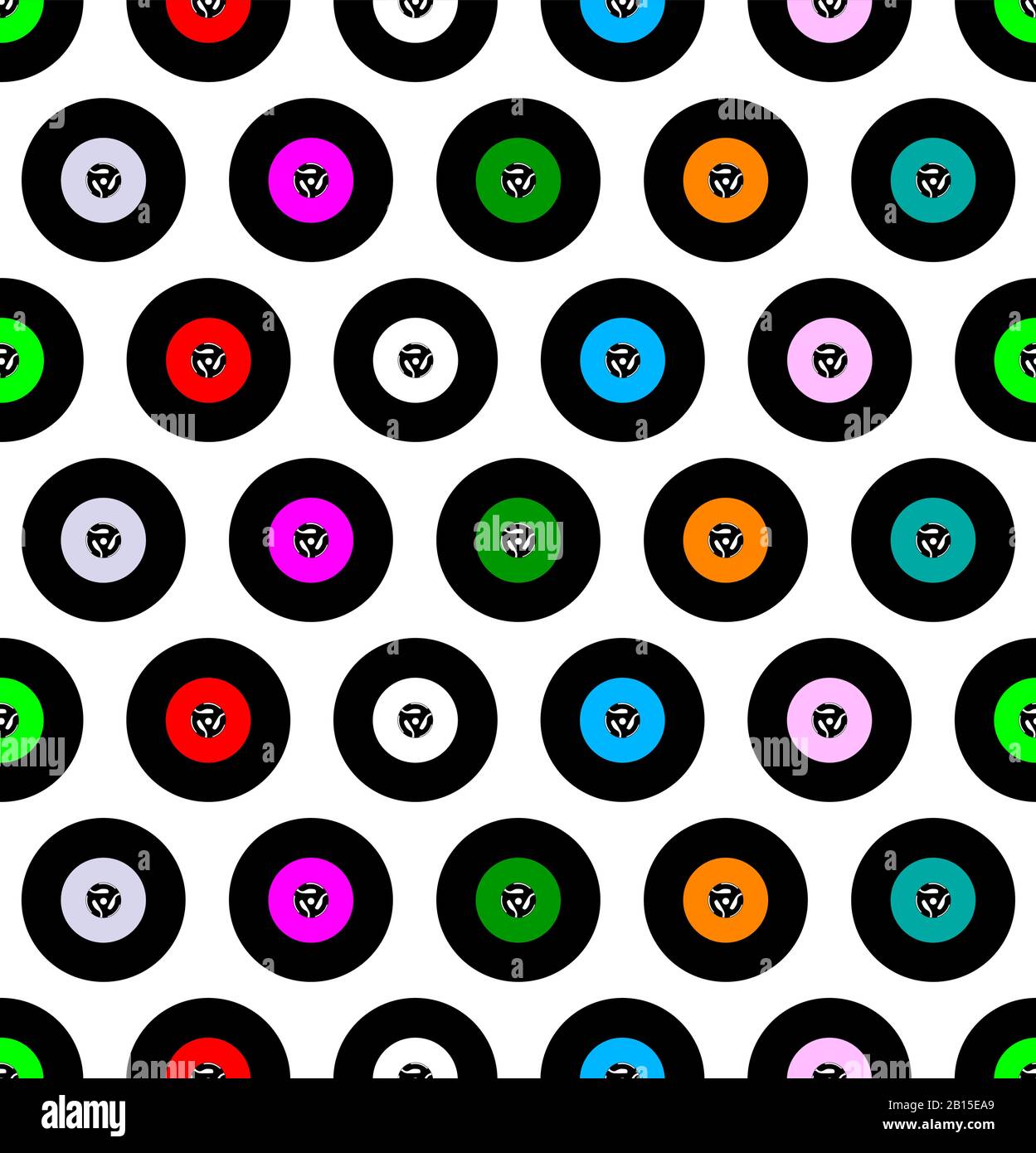 A typical 45 rpm vinyl record background as a seamless repeating ...
