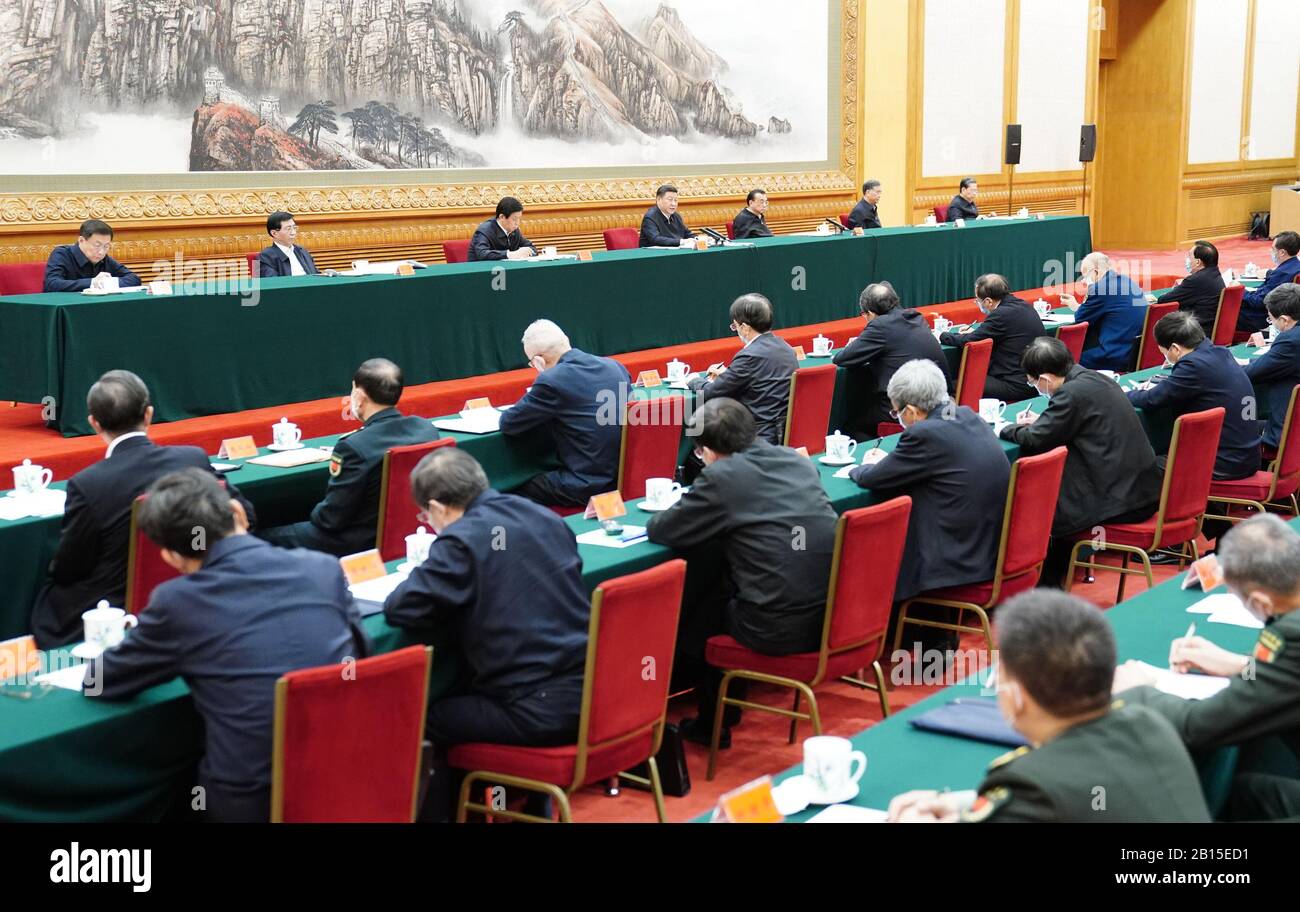 Beijing, China. 23rd Feb, 2020. Party and state leaders Xi Jinping, Li ...