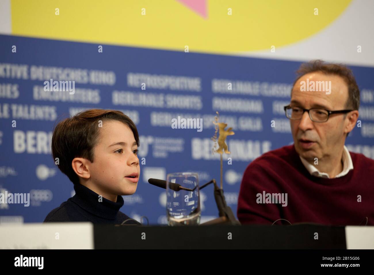 Berlin, Germany. 23rd Feb, 2020. Actor Federico Ielapi and Roberto ...