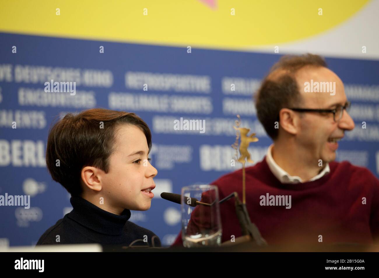 Berlin, Germany. 23rd Feb, 2020. Actor Federico Ielapi and Roberto ...