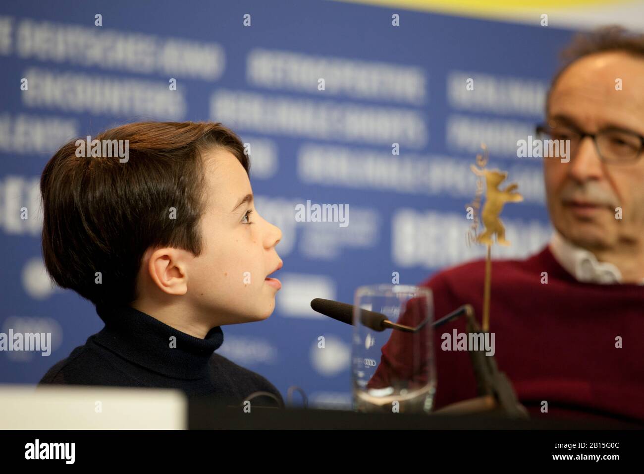Berlin, Germany. 23rd Feb, 2020. Actor Federico Ielapi and Roberto ...