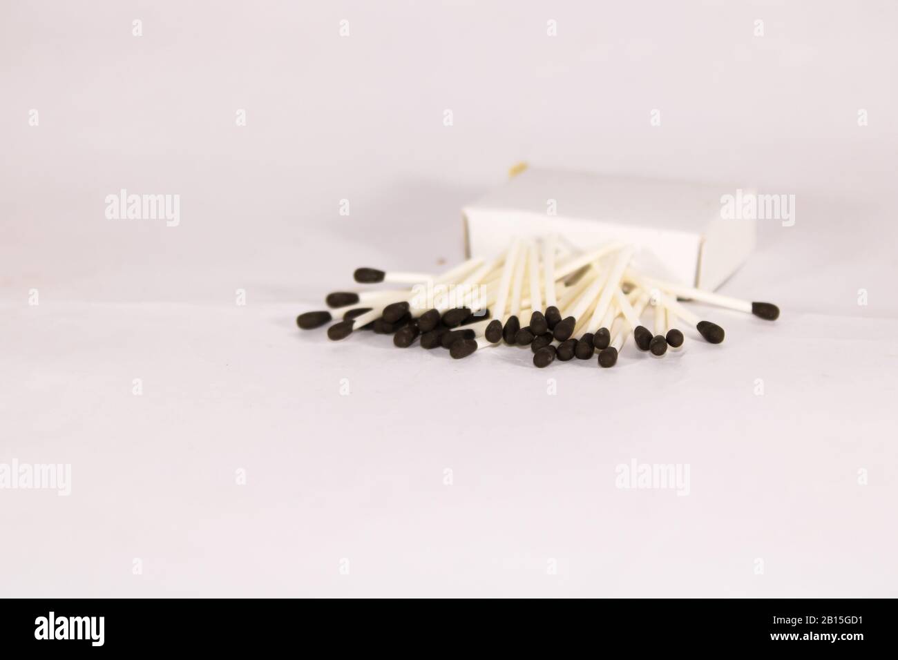 A creative concept of a wax match box with with stick and black head ...