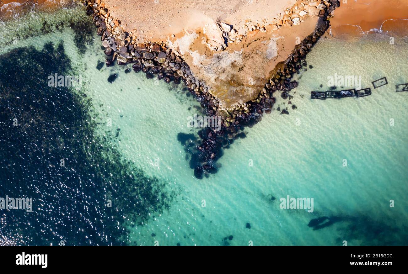Beach and waves from top view. Picture with drone! Stock Photo - Alamy