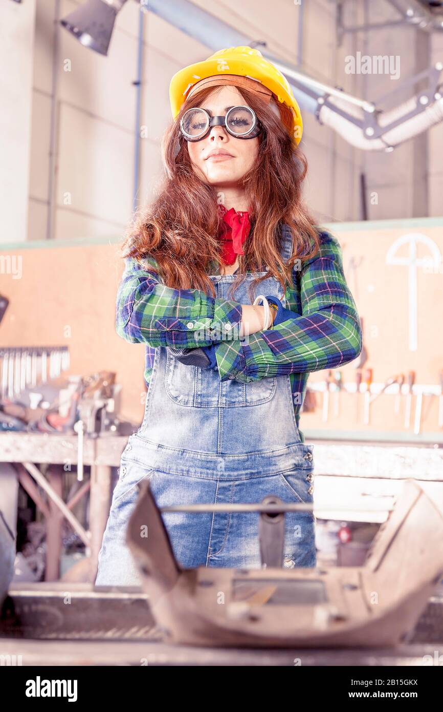 Female welder working in factory hi-res stock photography and images ...