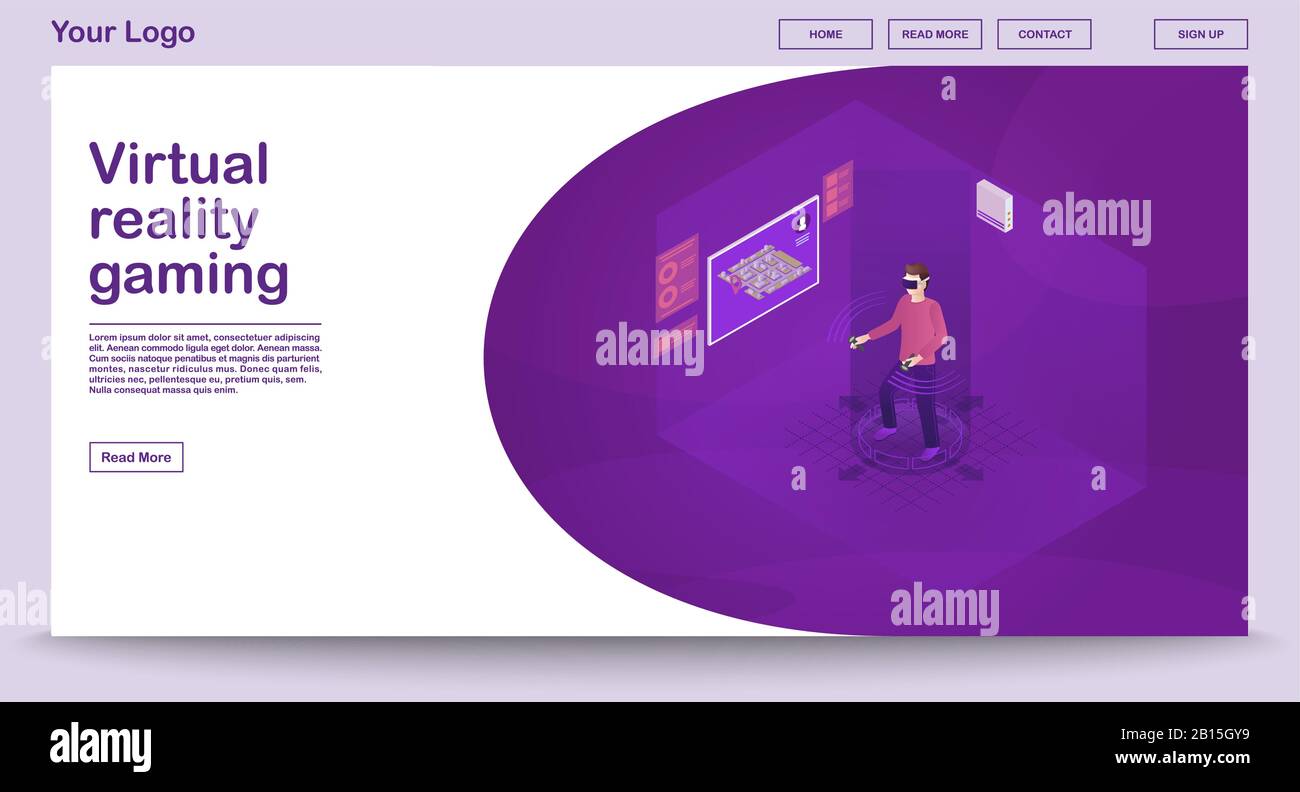 VR gaming webpage vector template Stock Vector Image & Art - Alamy