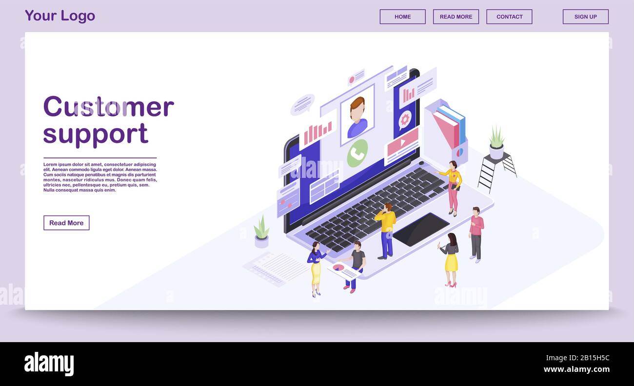 Customer support center webpage vector template Stock Vector Image ...