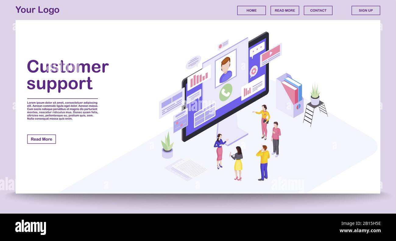 Customer support center webpage vector template Stock Vector Image ...