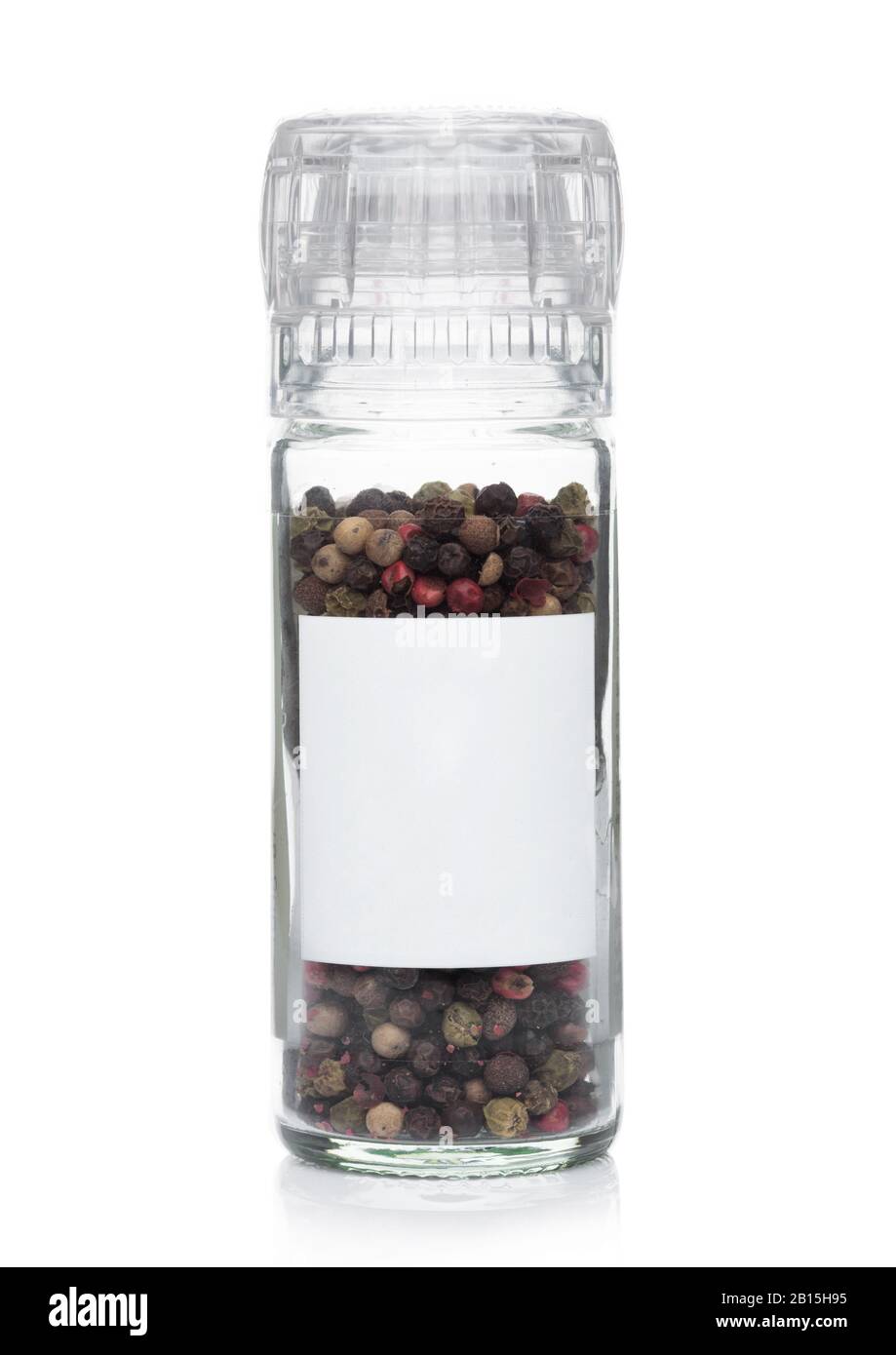 Container Rainbow Pepper Corn Grinder with mixed pepper on white Stock ...