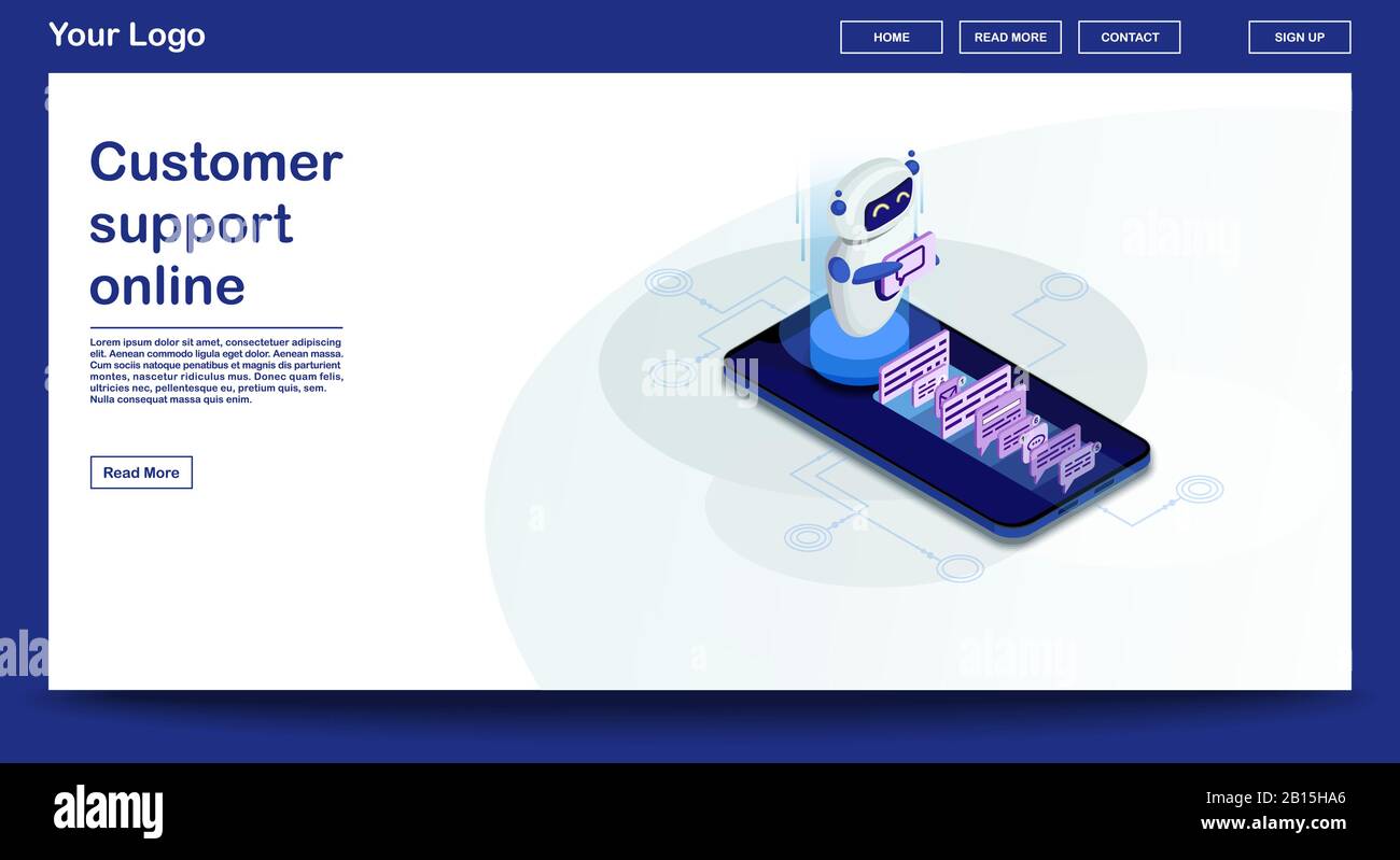 Chatbot webpage vector template Stock Vector Image & Art - Alamy