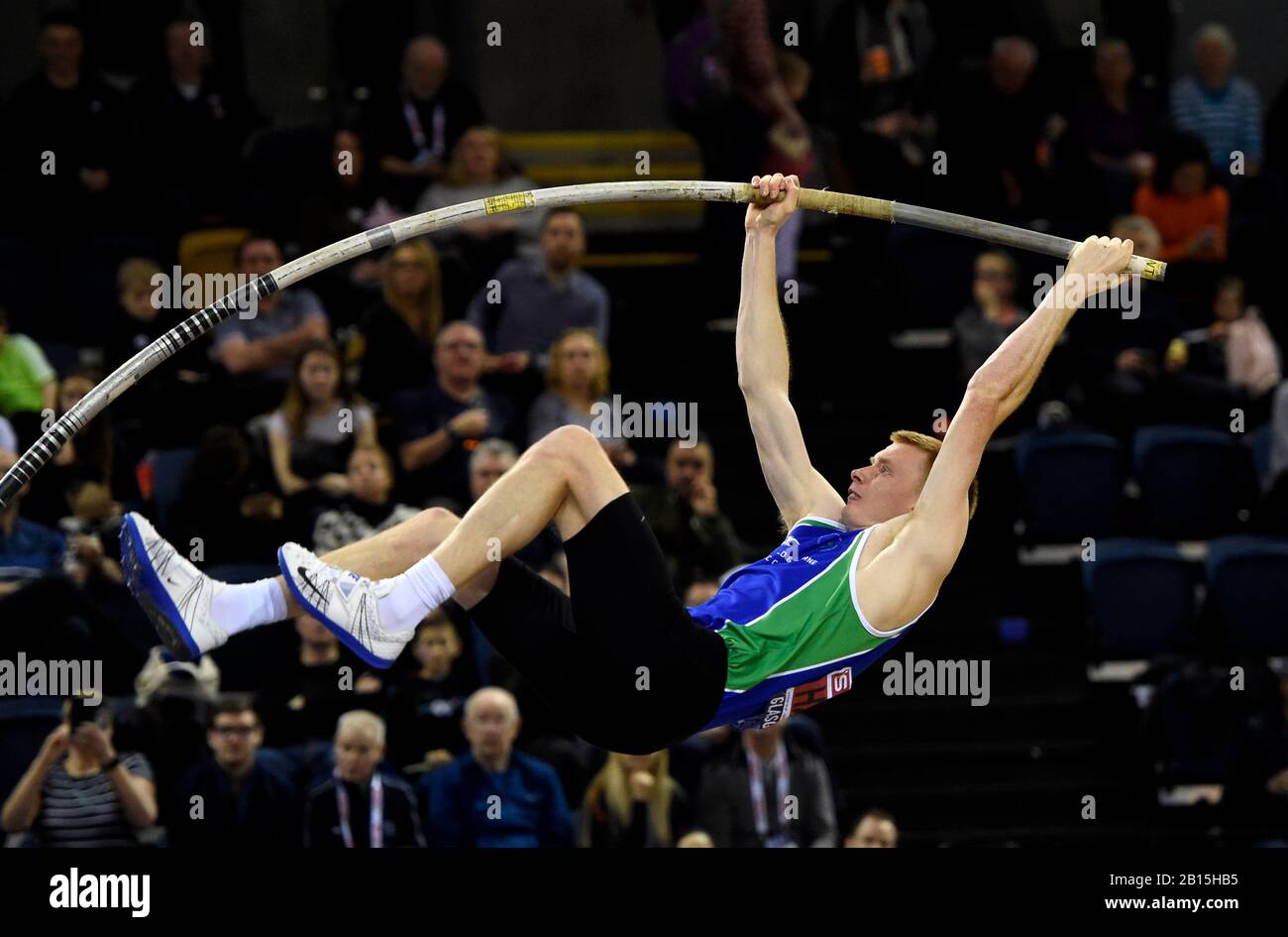Adam Hague competes in the Pole Vault during day two of the SPAR ...