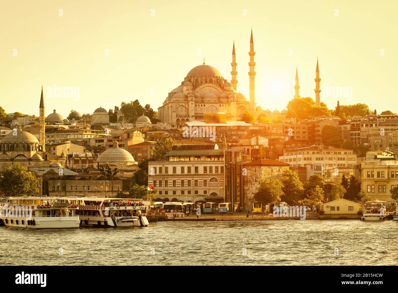 Golden Horn in Istanbul at sunset, Turkey. The Golden Horn is a major ...