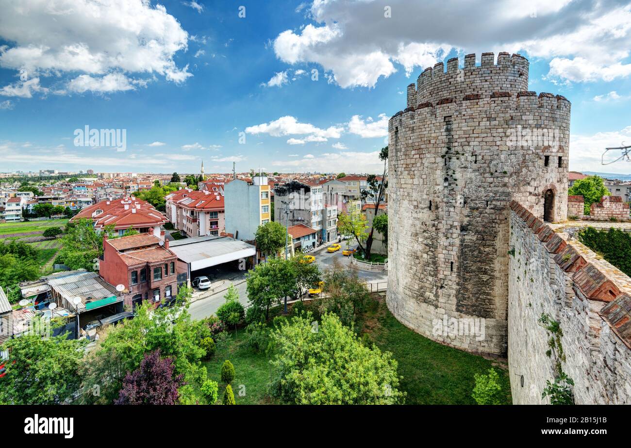 View of Istanbul from Yedikule Fortress. Yedikule fortress, or Castle ...