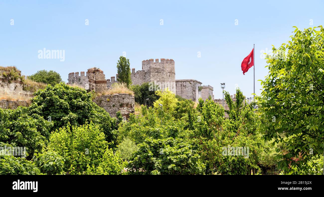 The Yedikule Fortress (Castle of Seven Towers) and ancient walls of ...