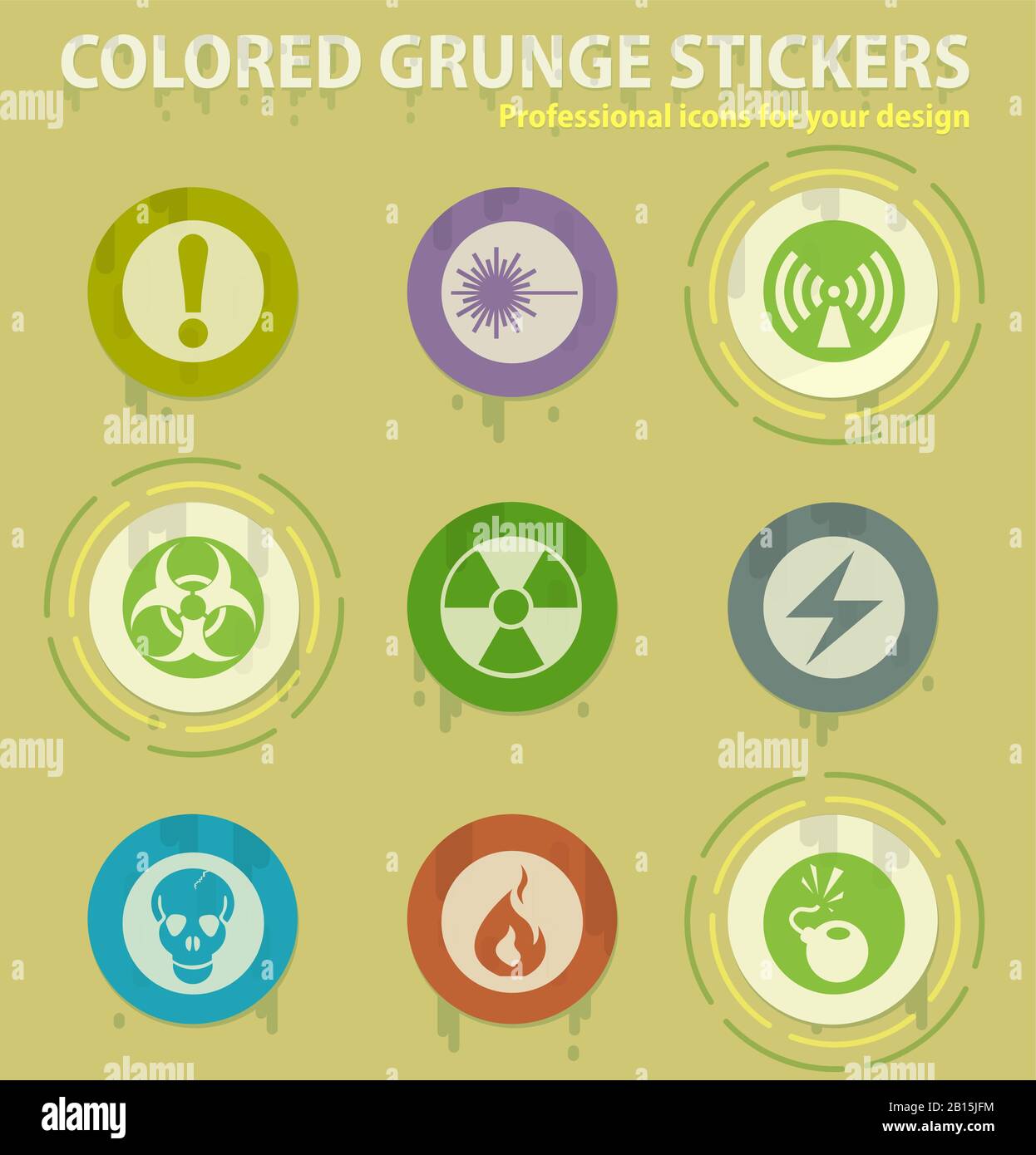 Hazard warning signscolored grunge icons Stock Vector Image & Art - Alamy