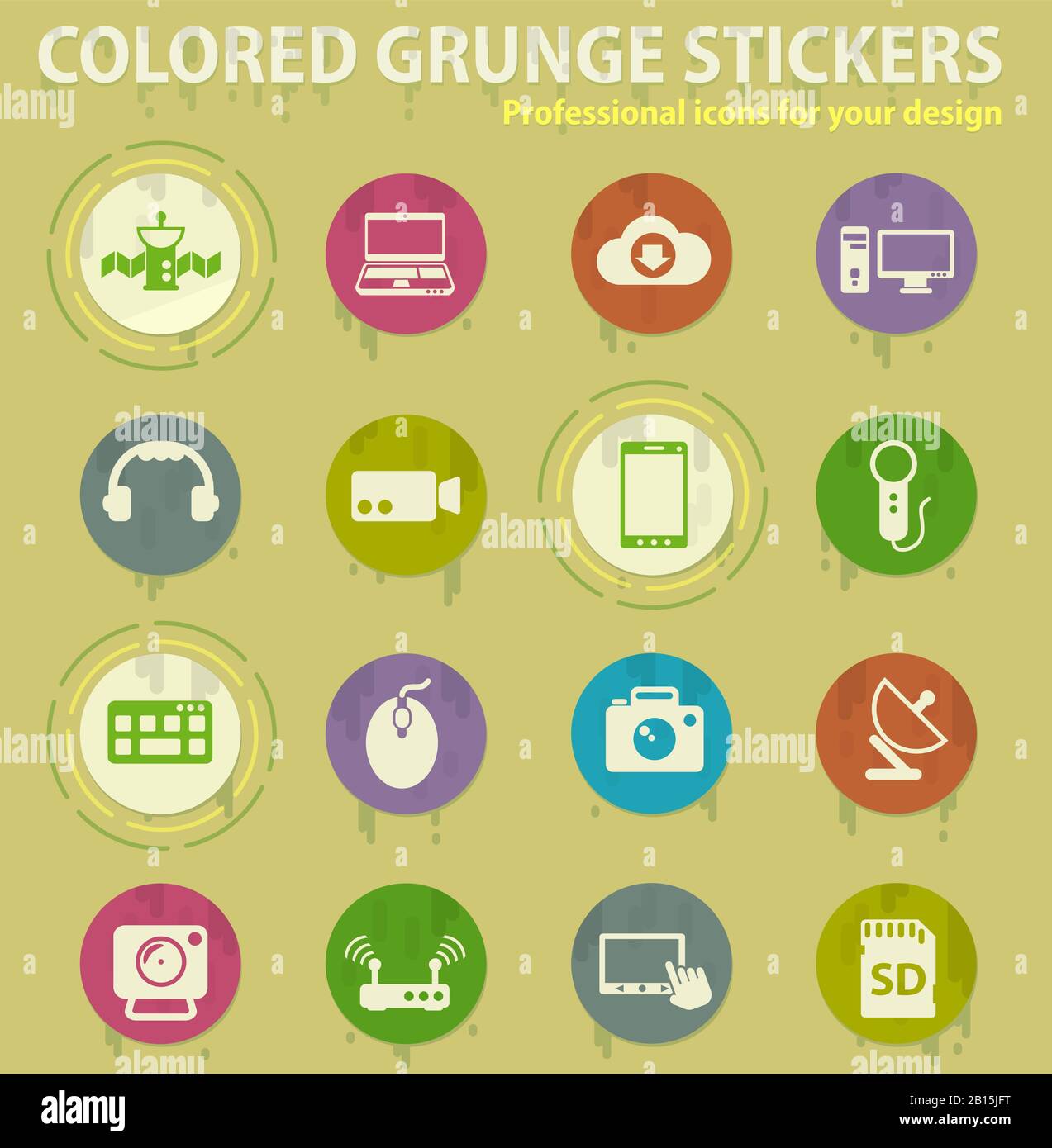 colored grunge icons Stock Vector Image & Art - Alamy