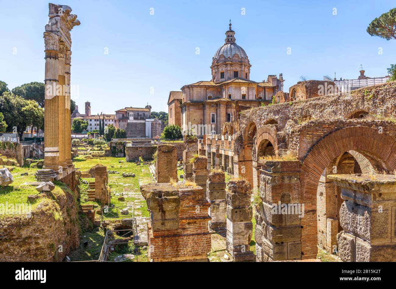 Forum of Julius Caesar in summer, Rome, Italy. It is one of the main ...
