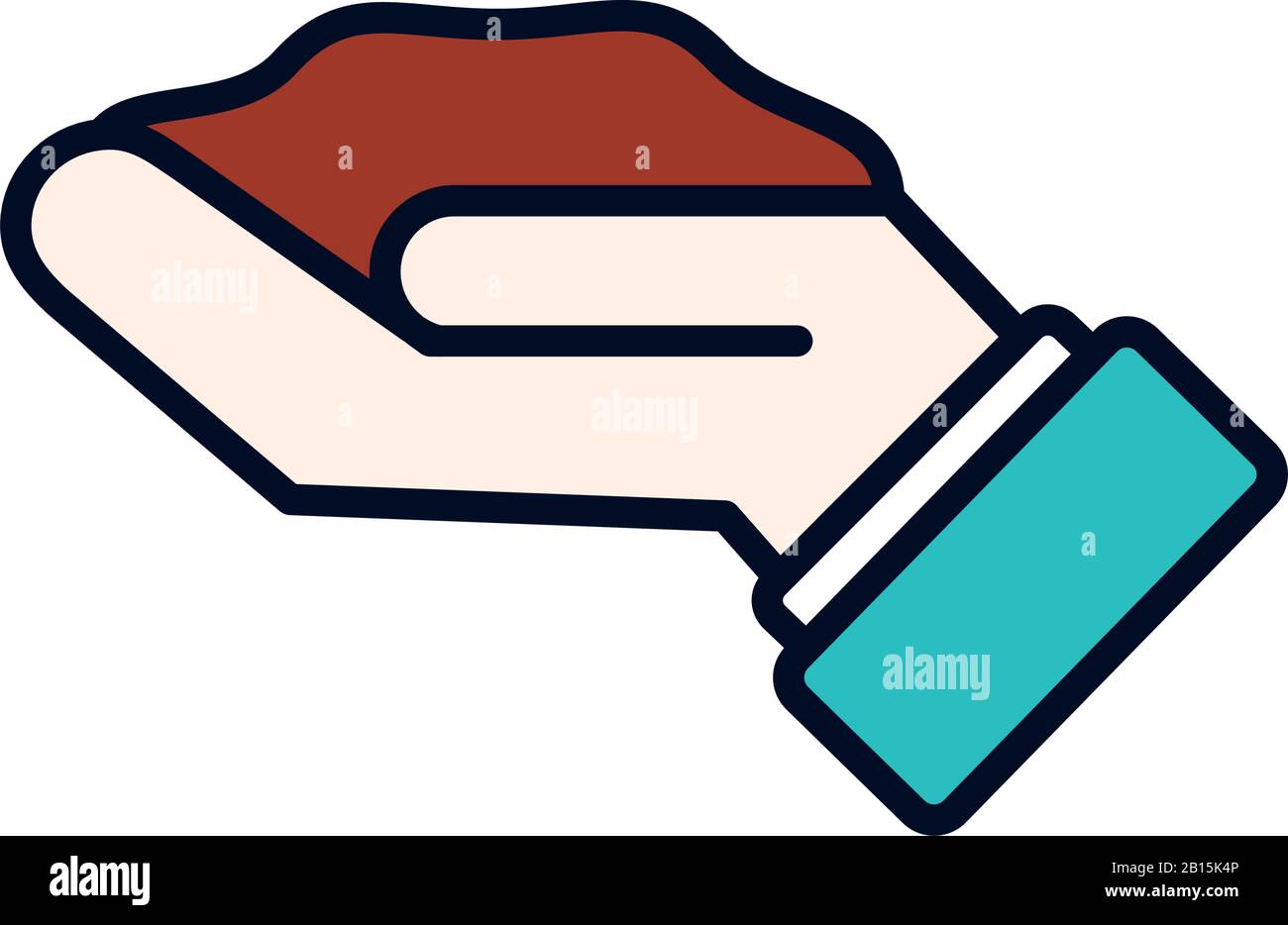 earth over hand line fill style icon design, agronomy farm lifestyle ...