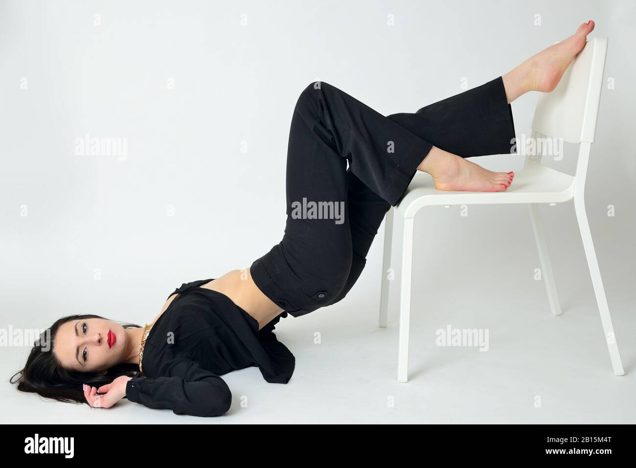 Brave and confident woman from Poland. Young female posing in studio ...