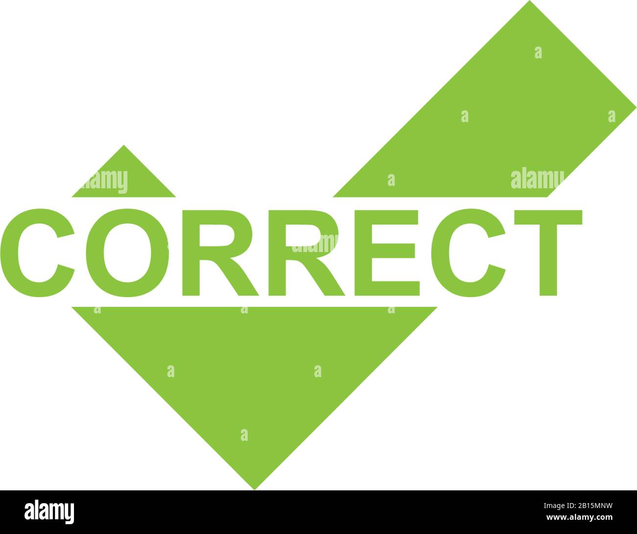 Green check mark with word correct across. Correct icon, success symbol ...