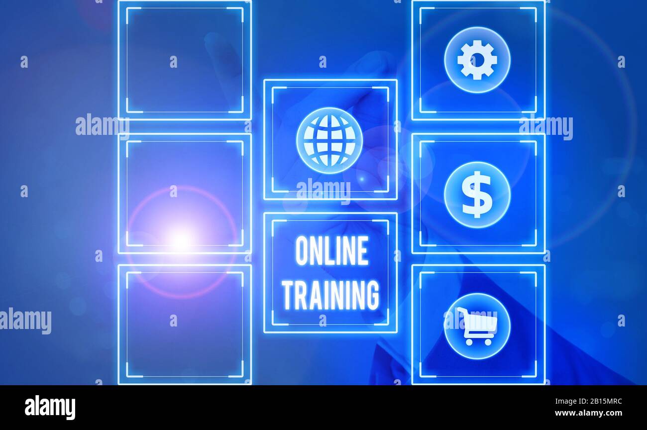 Conceptual hand writing showing Online Training. Concept meaning Computer based training ...