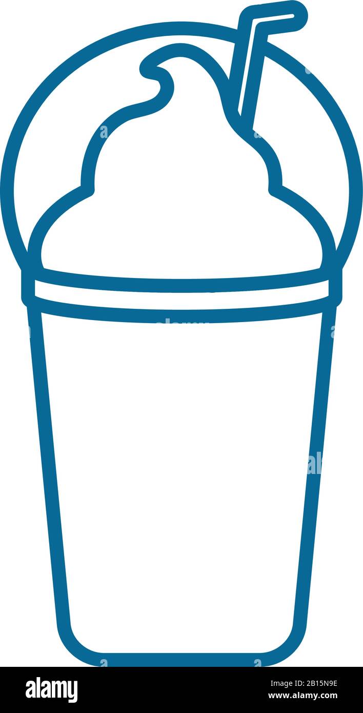 milkshake line style icon design, Sweet dessert food flavor scoop ...