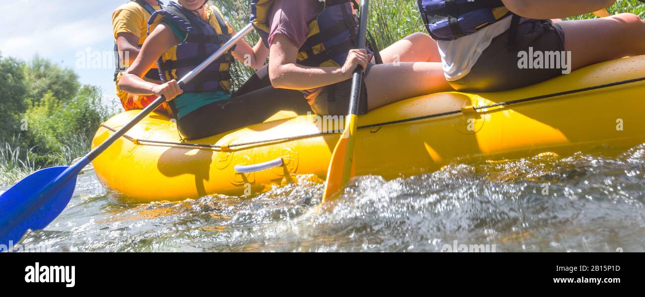 Rafting team , summer extreme water sport Stock Photo - Alamy