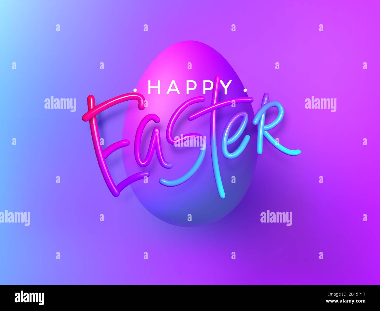 3D realistic rainbow holiday Happy Easter lettering background . Vector ...