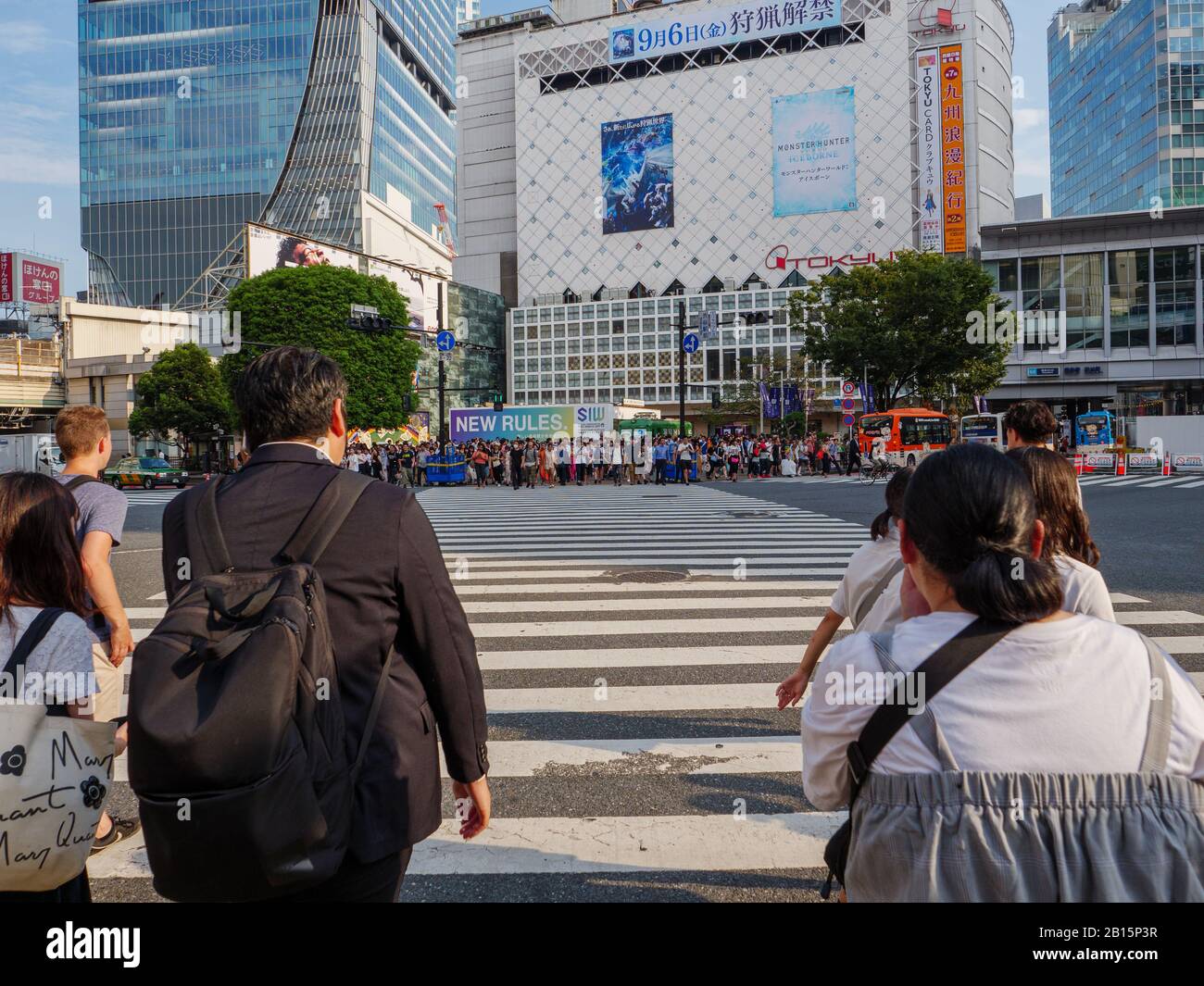 Shibuya, Japan - 23 9 19: In the crowd crossing the Shibuya scramble ...