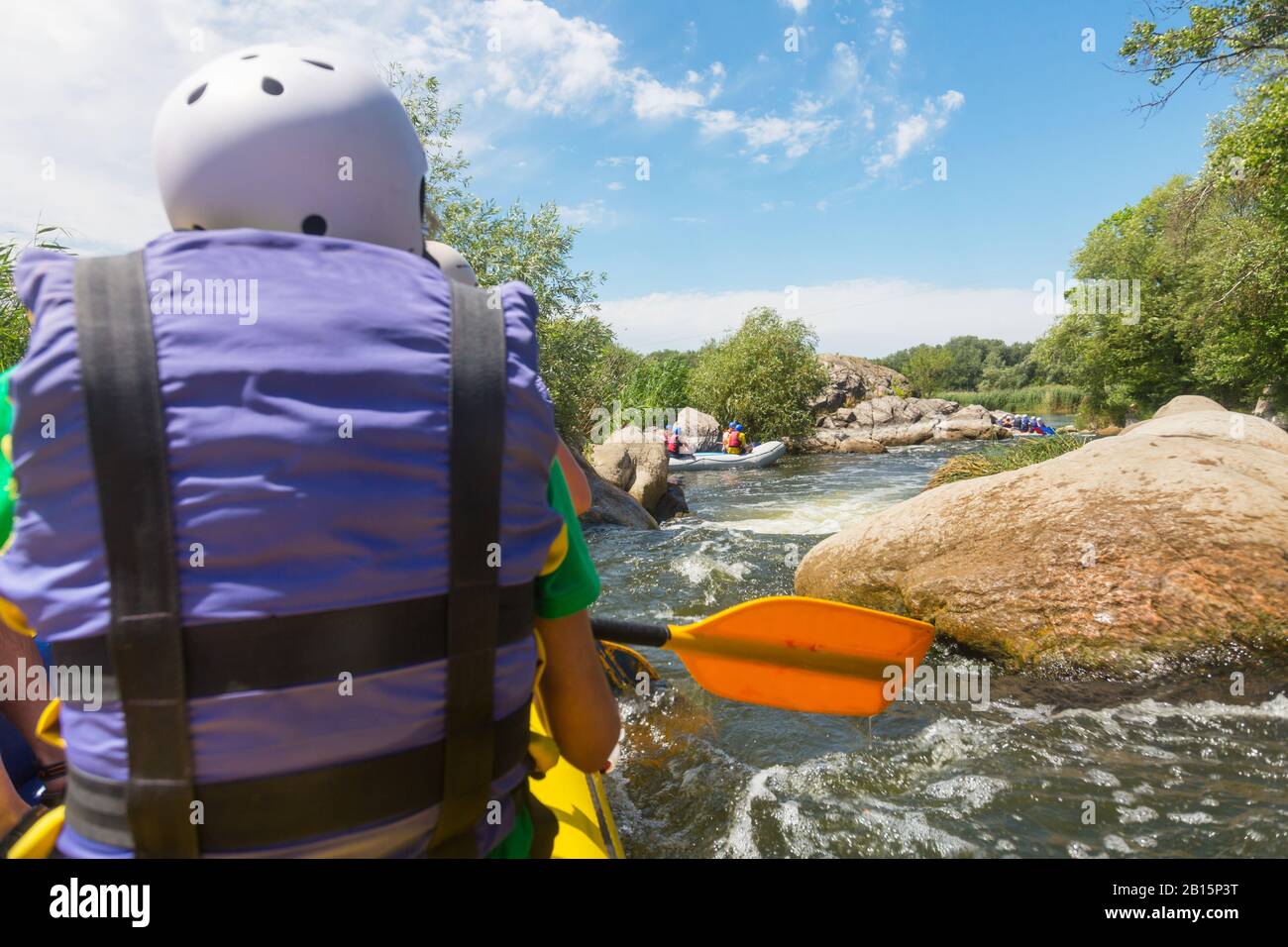 Rafting team , summer extreme water sport Stock Photo - Alamy