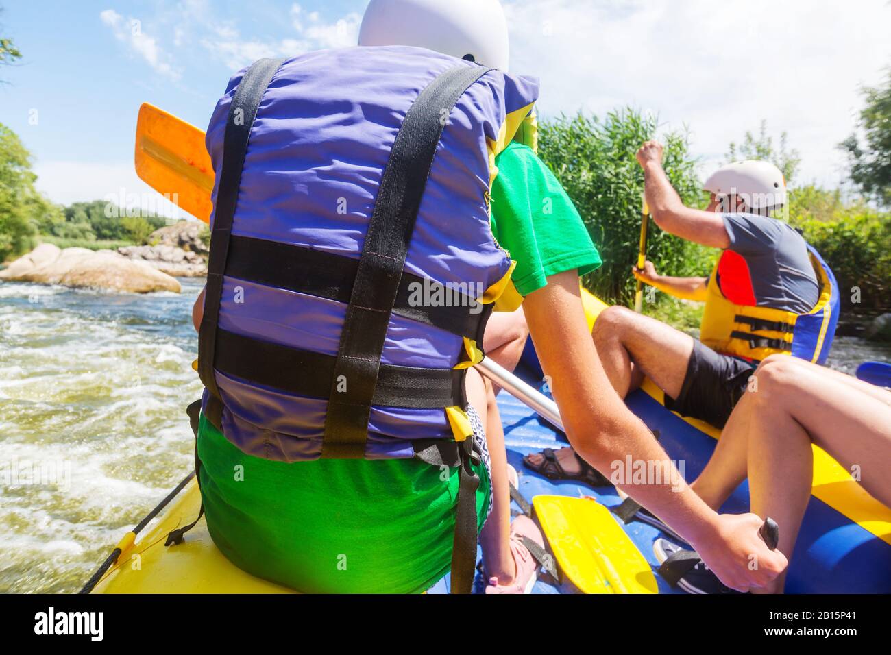 Rafting team , summer extreme water sport Stock Photo - Alamy