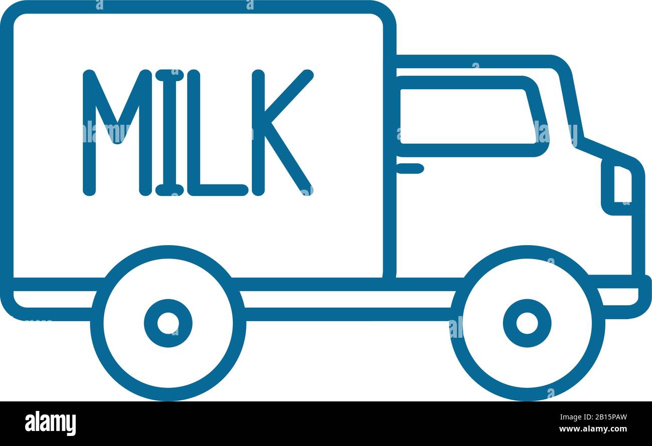 milk truck line style icon design, Drink dairy beverage breakfast fresh ...