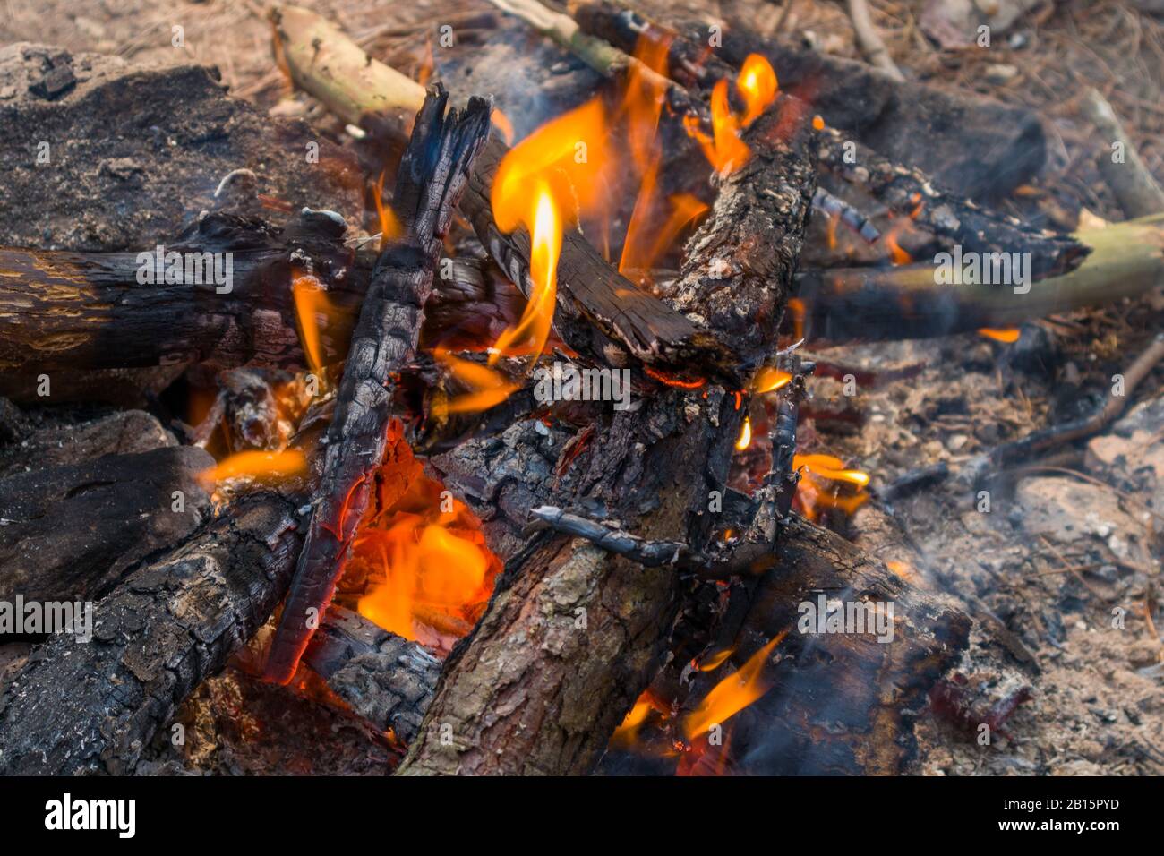 Bonfire fire close-up as a blur background Stock Photo - Alamy