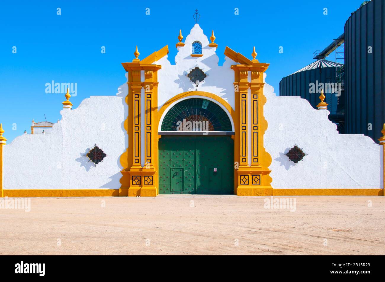 Big figured fabric entrance in baroque style with white and yellow ...