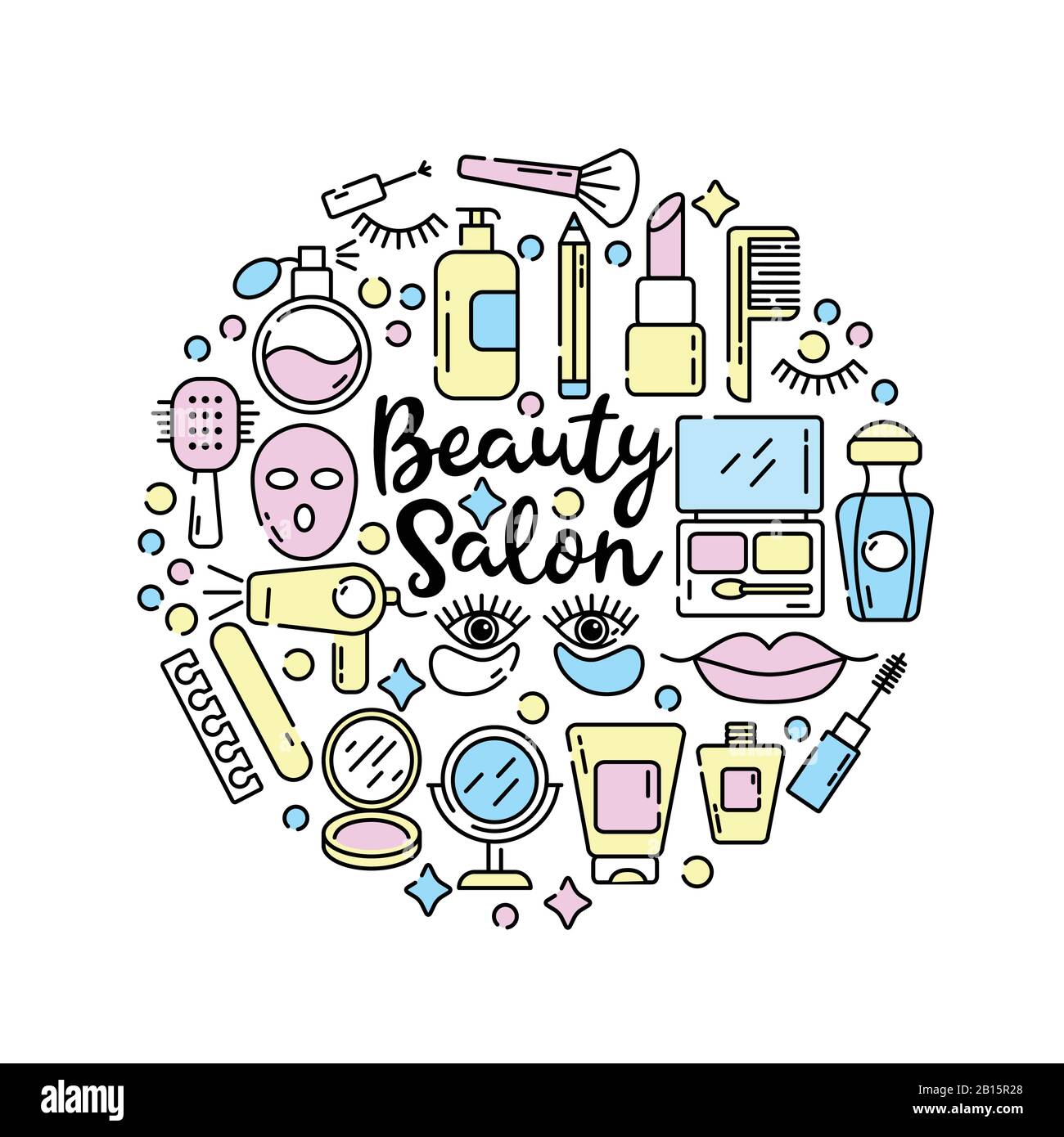 Vector cosmetics and beauty icons in trendy linear style - set of signs ...