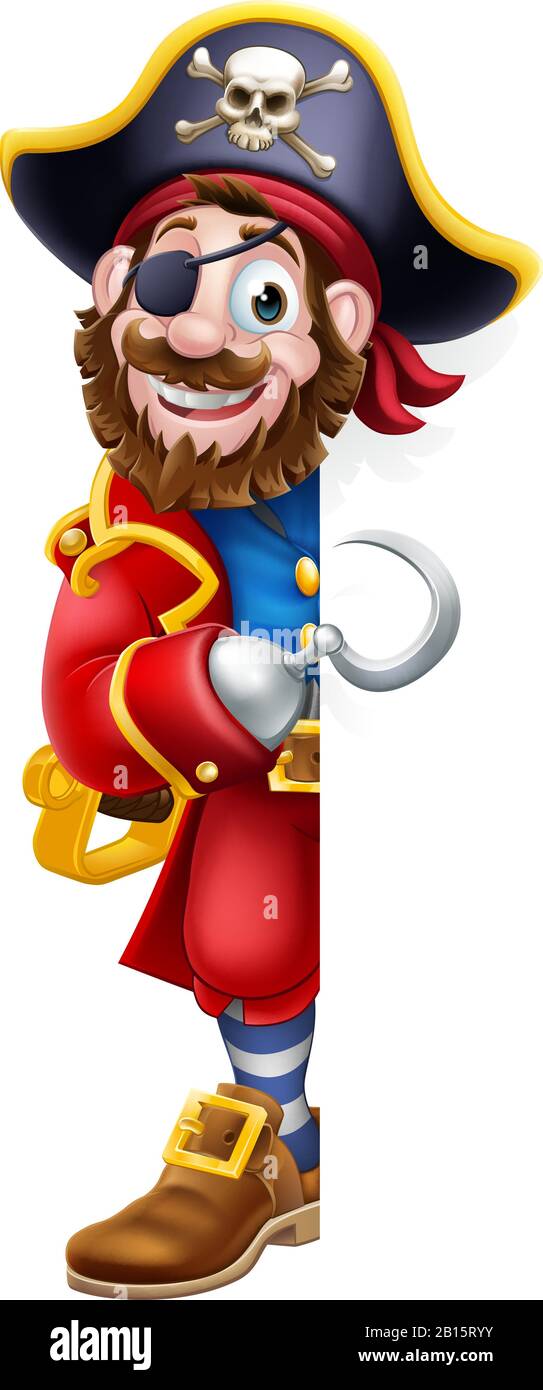 Pirate Captain Cartoon Peeking Sign Background Stock Vector Image & Art ...