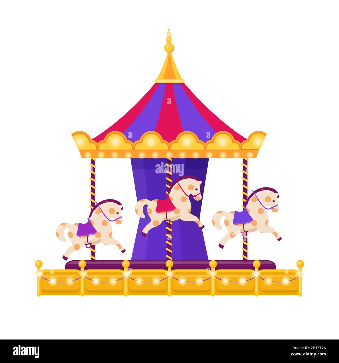 Colorful carousel with horses on white background Stock Vector Image ...