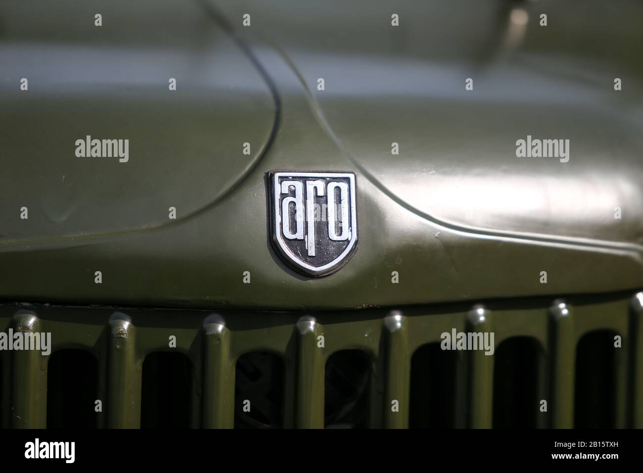 Bucharest, Romania - May 5, 2019: Details with the logo of an ARO ...