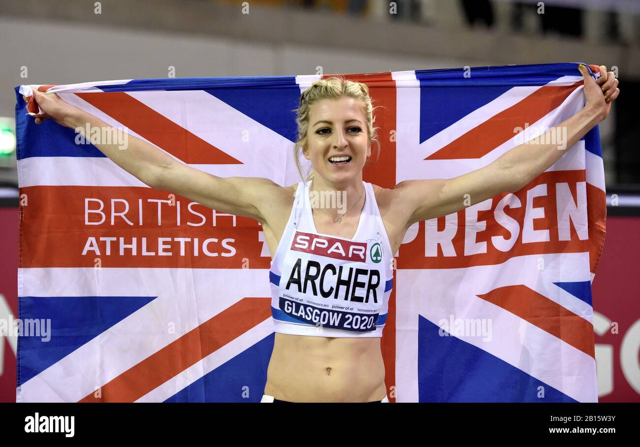 Holly archer celebrates winning womens 1500m hi-res stock photography ...